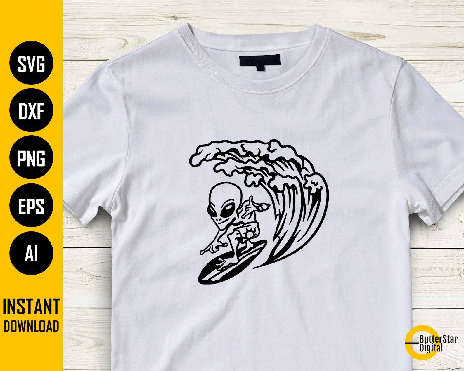 Alien Surfing SVG | Surfer SVG | Surf Waves Fun Hawaiian Sea Ocean ...