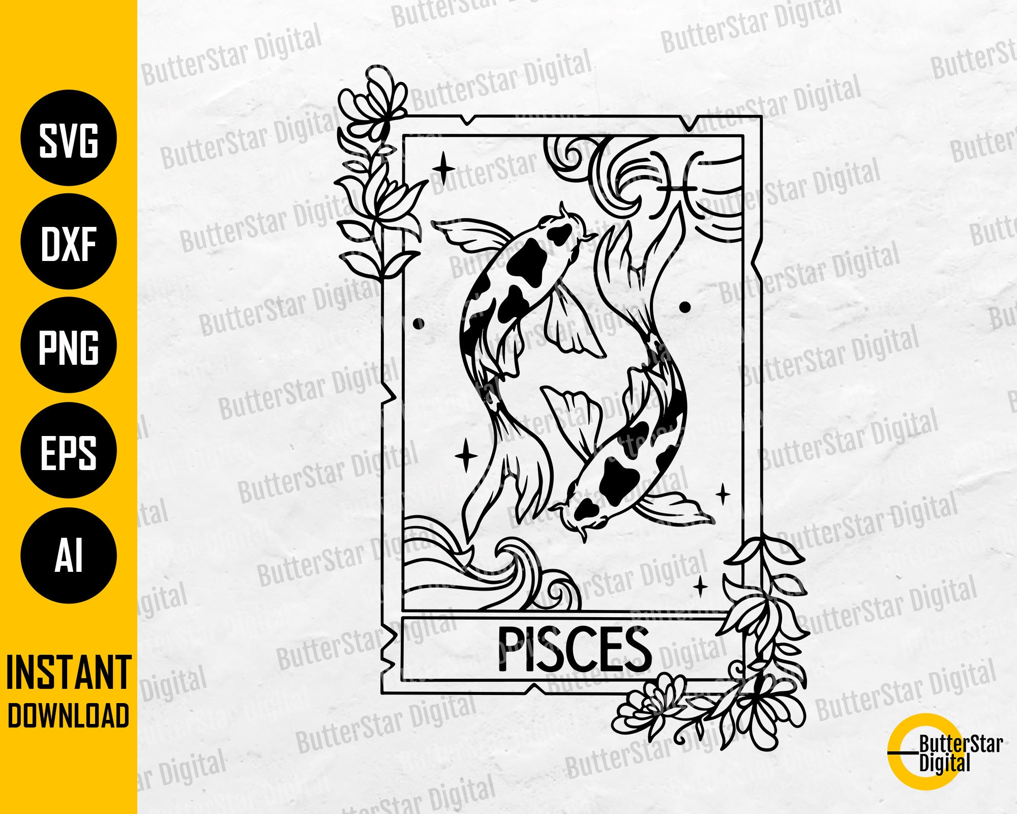 Pisces Zodiac Card SVG Star Sign T-shirt Decal Vinyl Stencil - Etsy