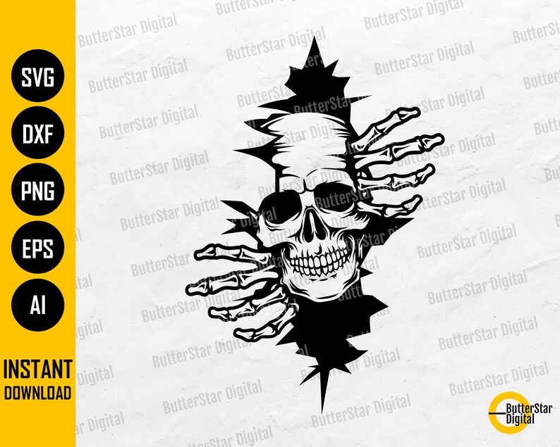 Skeleton in the Wall SVG Surprise Skull SVG Gothic Decal - Etsy