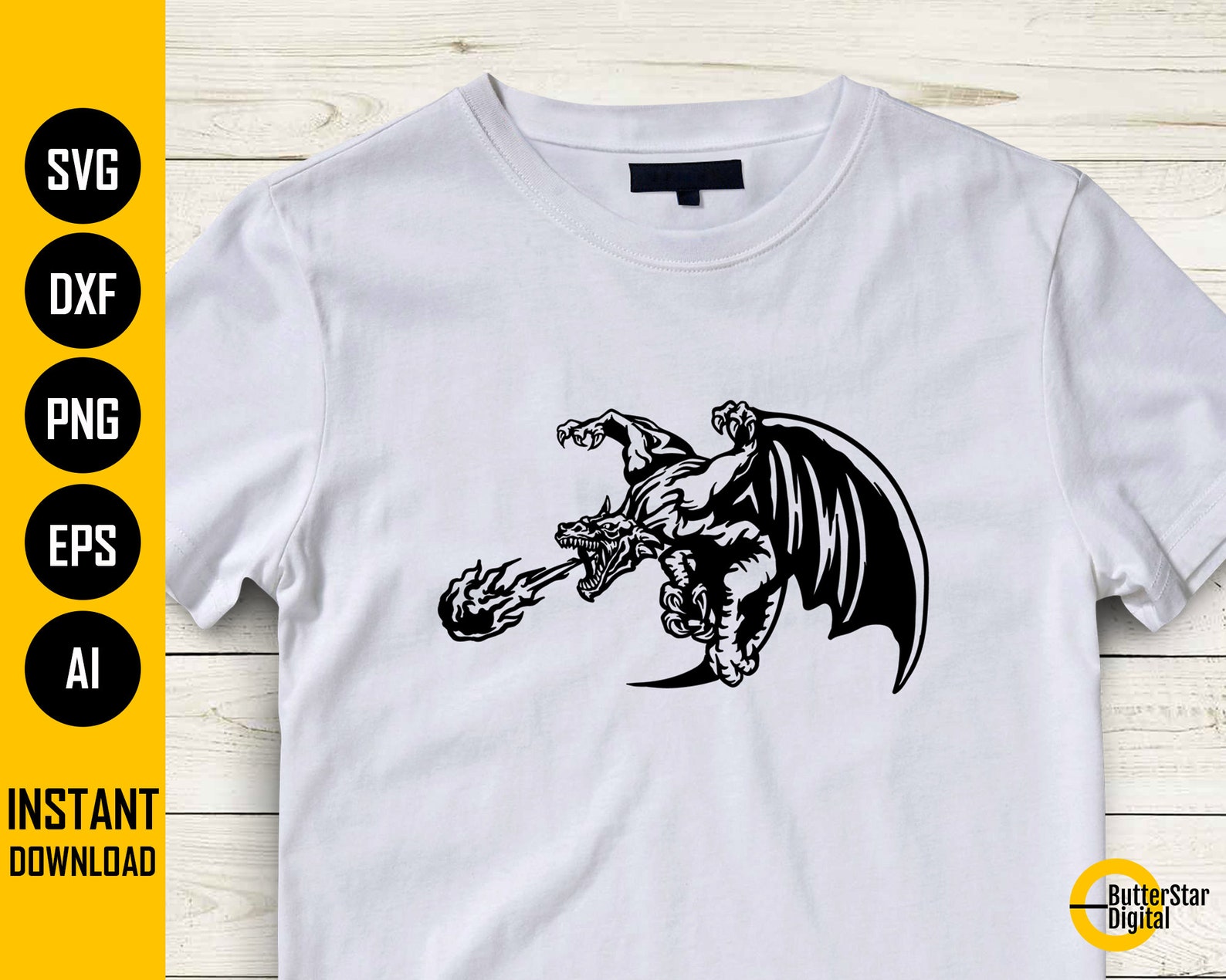 Fire Breathing Dragon SVG | Fantasy SVG | Mythical Animal SVG | Cricut ...