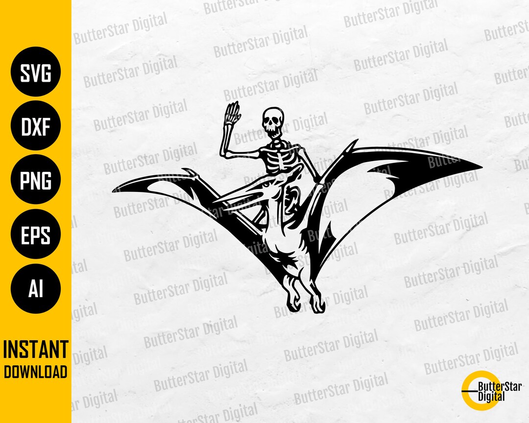 Skeleton Riding Pterodactyl SVG | Funny Dino Sticker Decal T-shirt ...