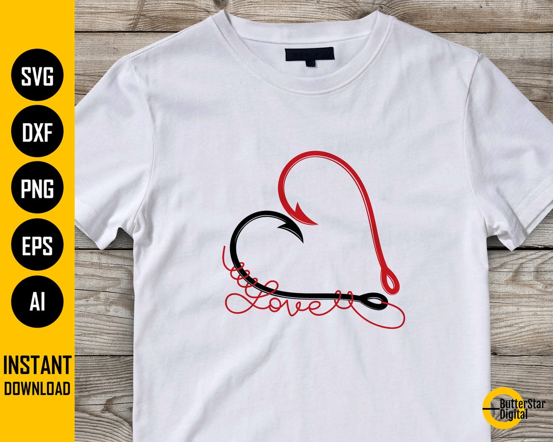 Fishing Love SVG Fish Hook Heart Fisherman Shirt Gift Mug - Etsy