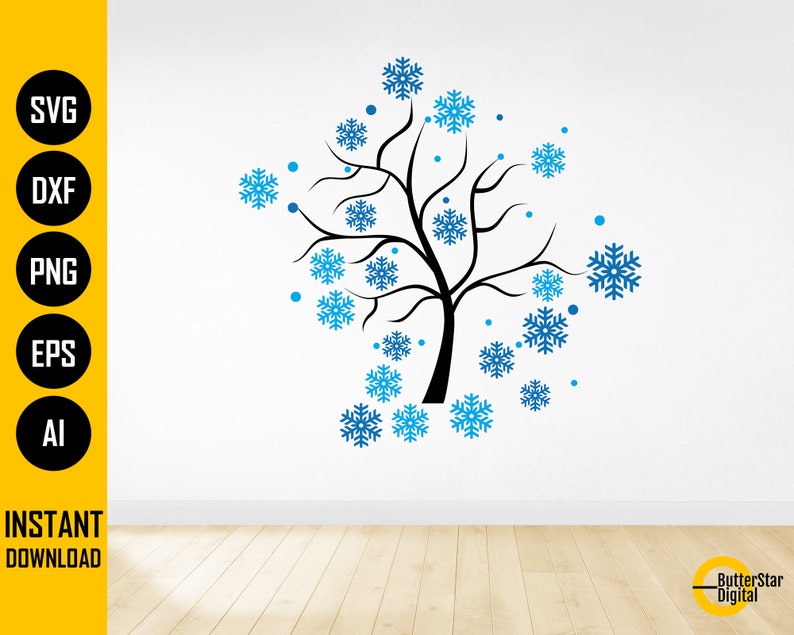 Snowflakes Tree SVG Snow Leaves SVG Winter Decals | Etsy