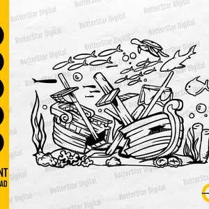 Sunken Ship SVG | Scuba Diving SVG | Freediving SVG | Dive Ocean Sea ...