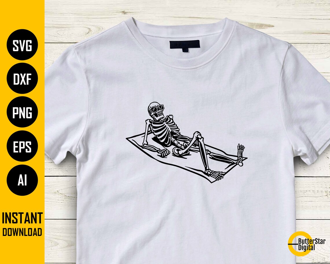 Skeleton Sunbathing SVG Beach SVG Tropical SVG Summer - Etsy