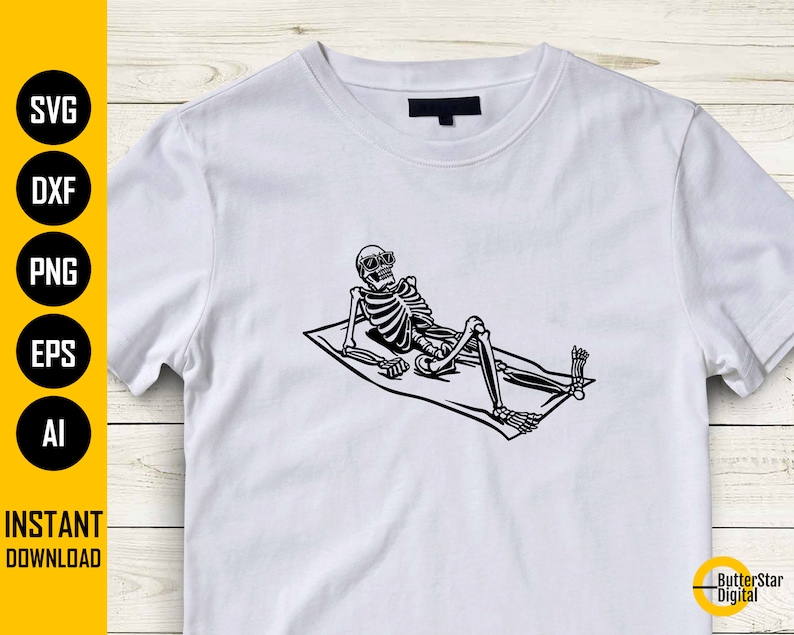 Skeleton Sunbathing SVG | Beach SVG | Tropical SVG | Summer Sun Sand ...