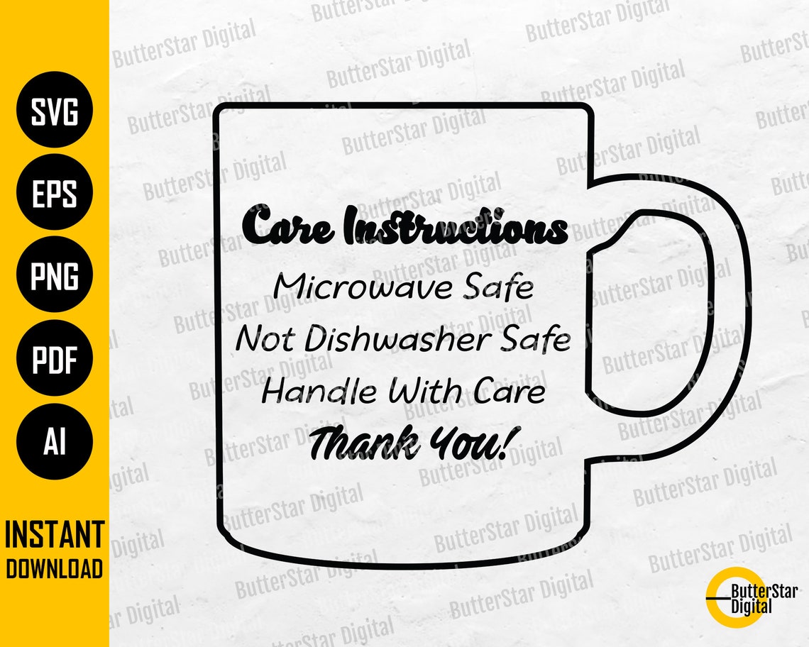 Coffee Mug Care Card SVG | Printable Maintenance Instructions | Cricut ...