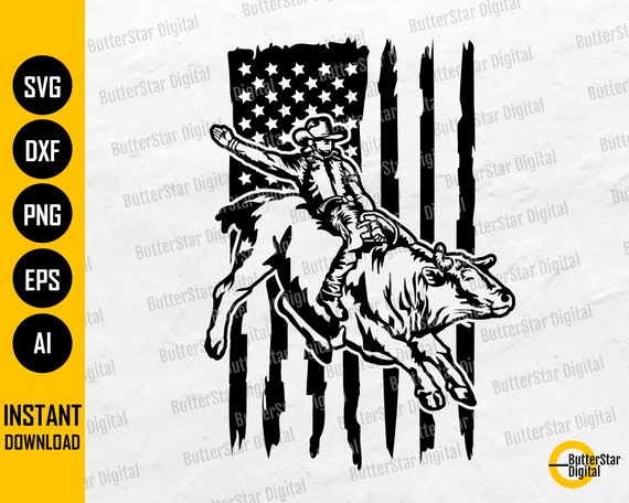 US Rodeo SVG American Bull Rider Svg USA Flag Cowboy - Etsy Denmark
