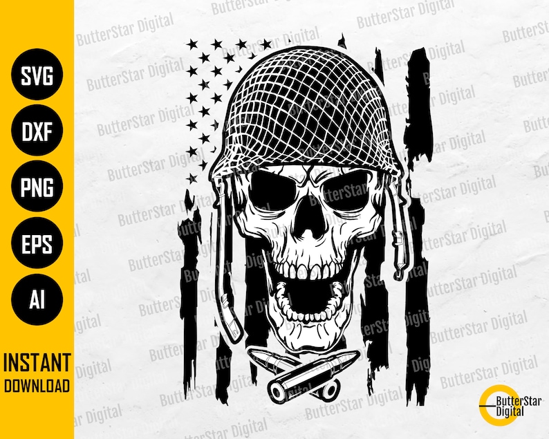 US Soldier Skull SVG United States Army Military War | Etsy