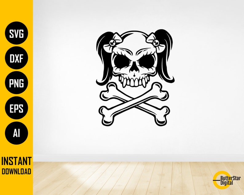 Cute Girl Crossbones SVG Crossed Bones SVG Halloween Decal - Etsy