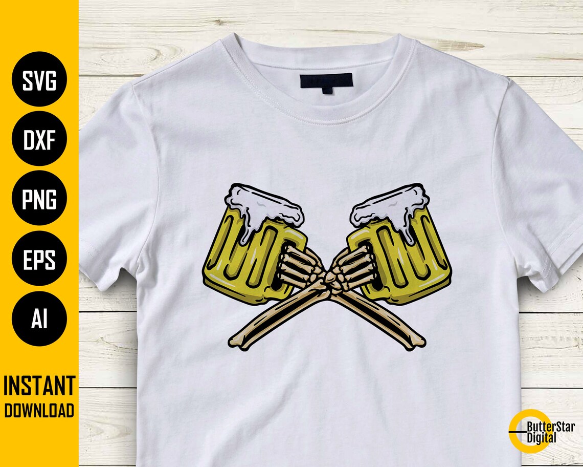 Beer Skeleton Crossbones SVG Cheers SVG Funny Drinking | Etsy