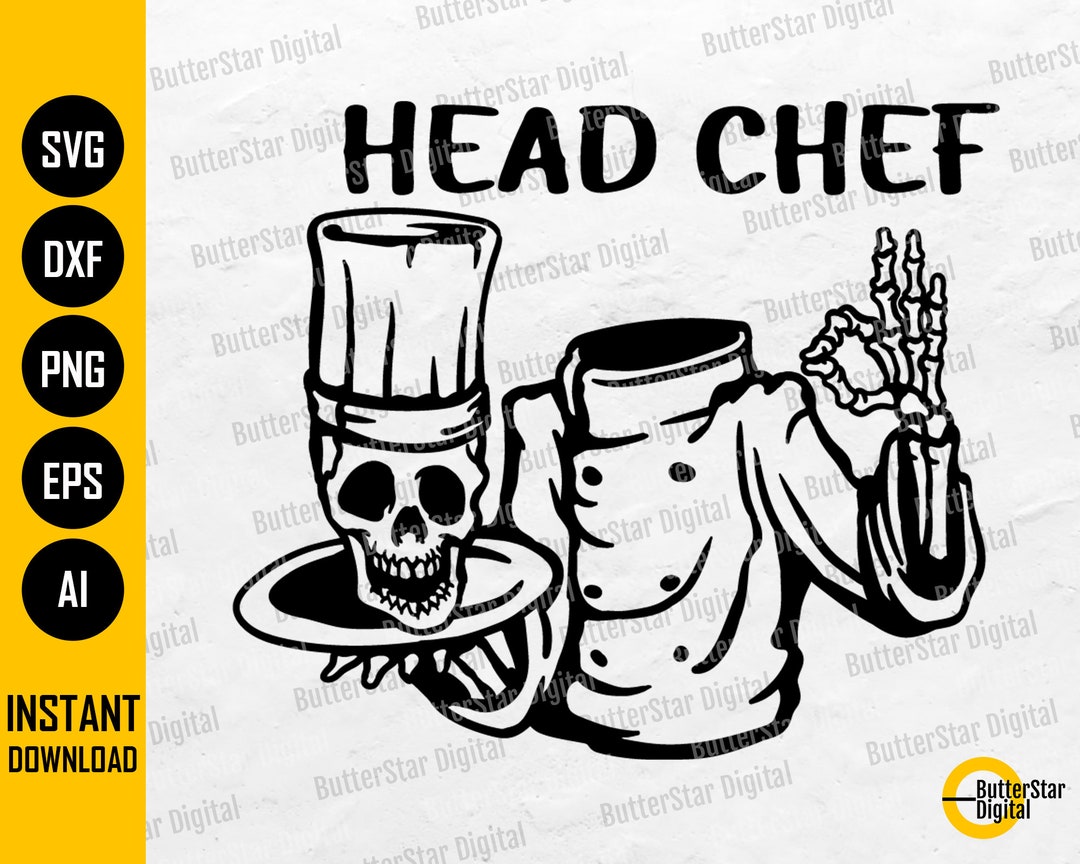 Head Chef SVG Funny Skeleton SVG Cooking T-shirt Apron Sticker Decal ...