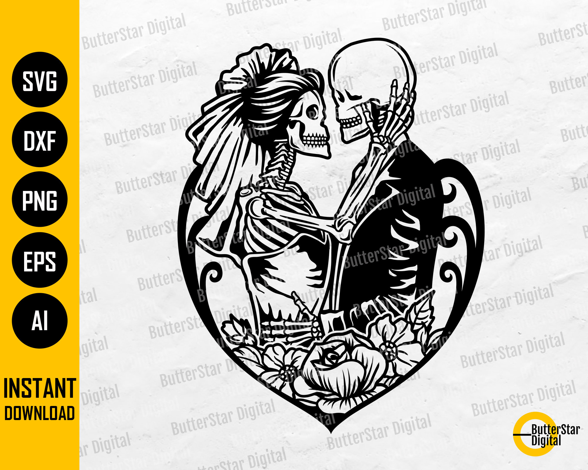 Skeleton Wedding SVG | Dead Lovers SVG | Gothic Bride and Groom SVG ...