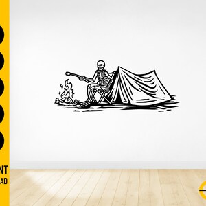 Skeleton Camping SVG | Hiking SVG | Camper T-shirt Graphics Decal ...