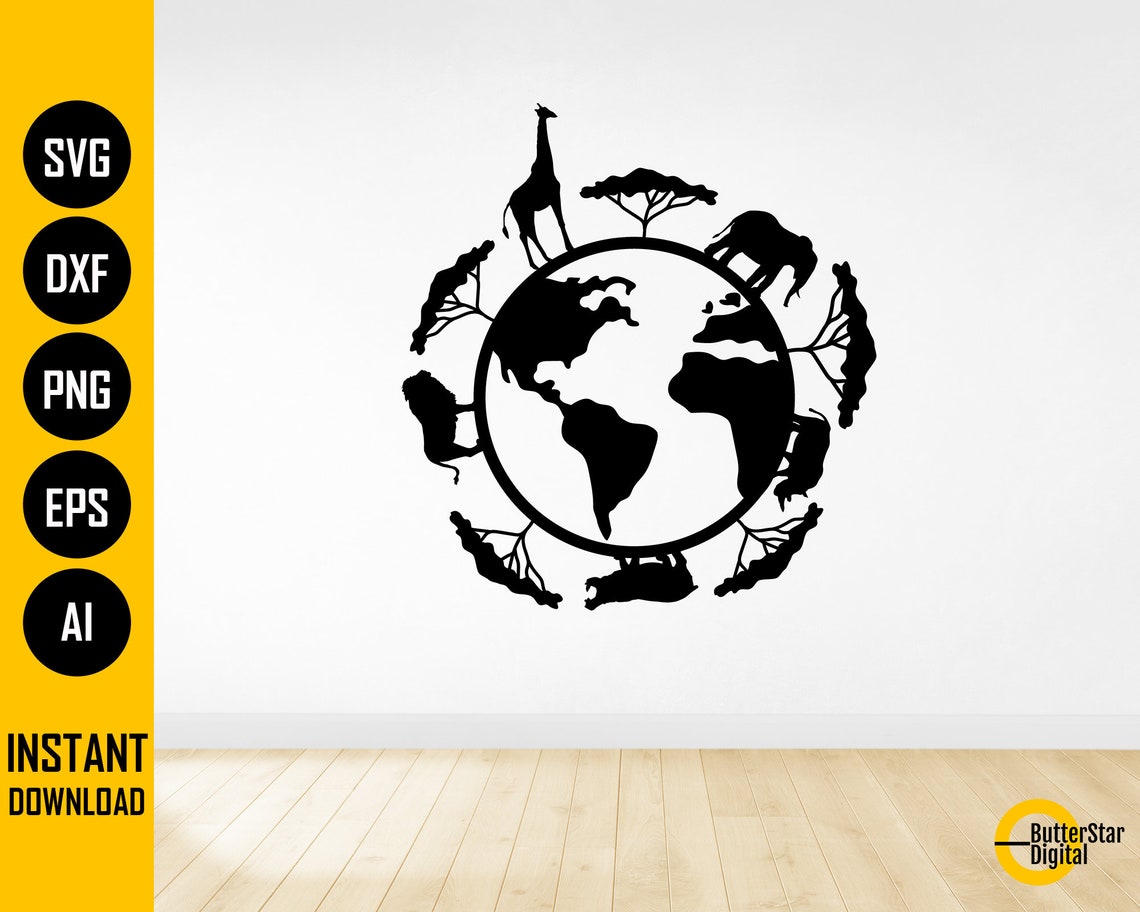 Safari World SVG Savanna SVG Wild Animals Earth Shirt Wall - Etsy