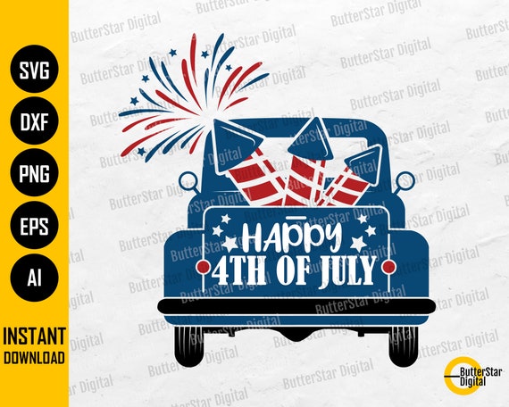 Happy 4th of July Truck SVG Fireworks on Back Fourth of - Etsy