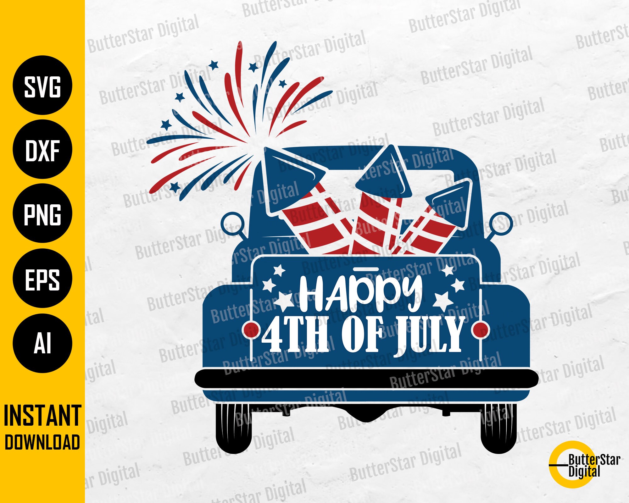 Happy 4th of July Truck SVG | Fireworks on Back | Fourth of July Shirt ...