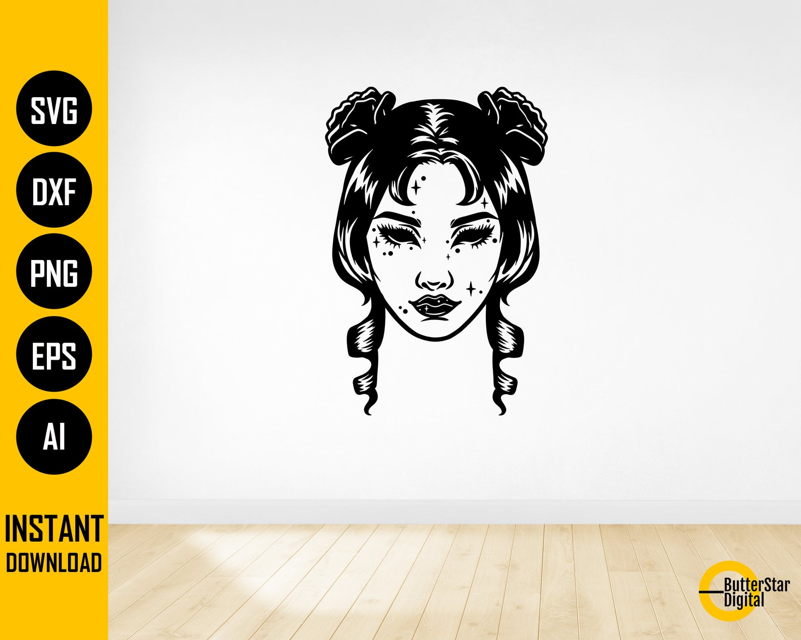 Celestial Goth Girl SVG | Gothic Woman SVG | Witchy T-shirt Decal ...
