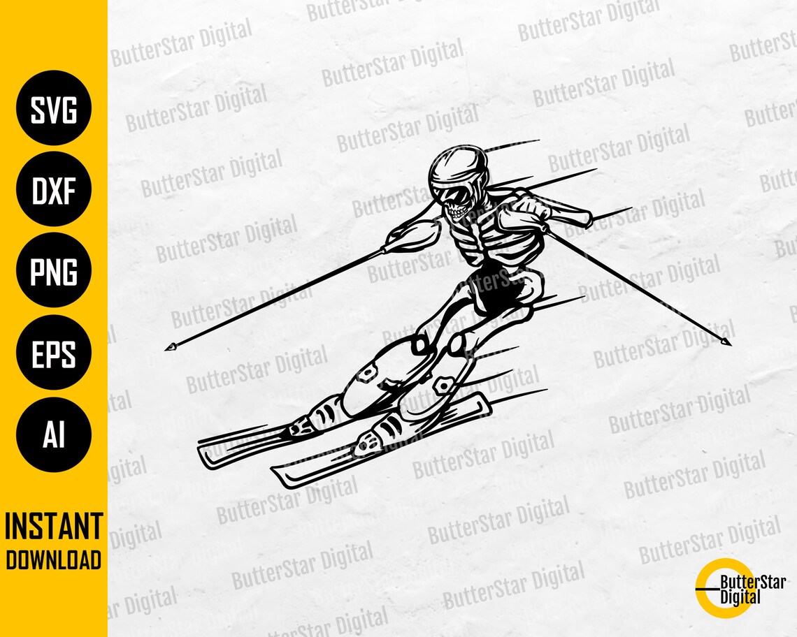 Skeleton Skiing SVG | Skier SVG | Winter Snow Ski Mountain Snowboarding ...