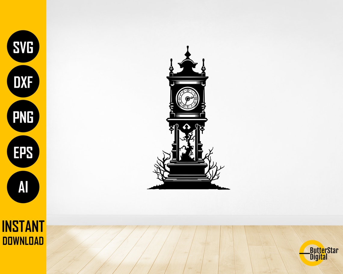 Gothic Grandfather Clock SVG | Time Wall Decor Decoration Decal Vinyl ...