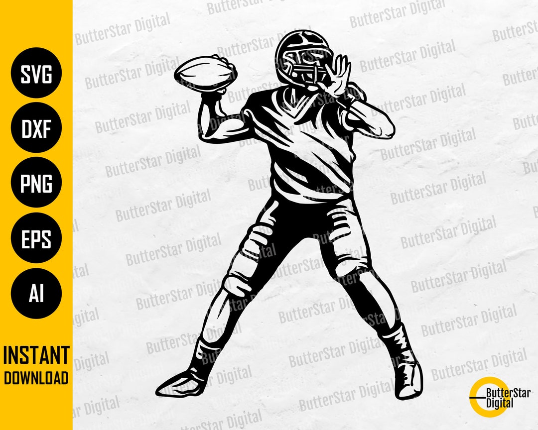 Quarterback With Ball SVG | American Football Player Stencil Vinyl ...