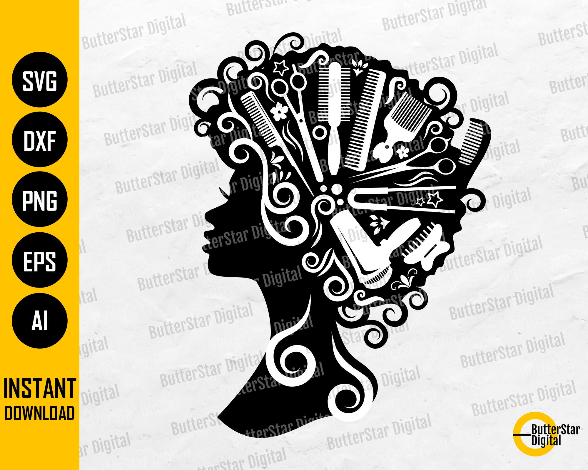 Curly Hair Style SVG Hair Salon SVG Hairdresser | Etsy Australia