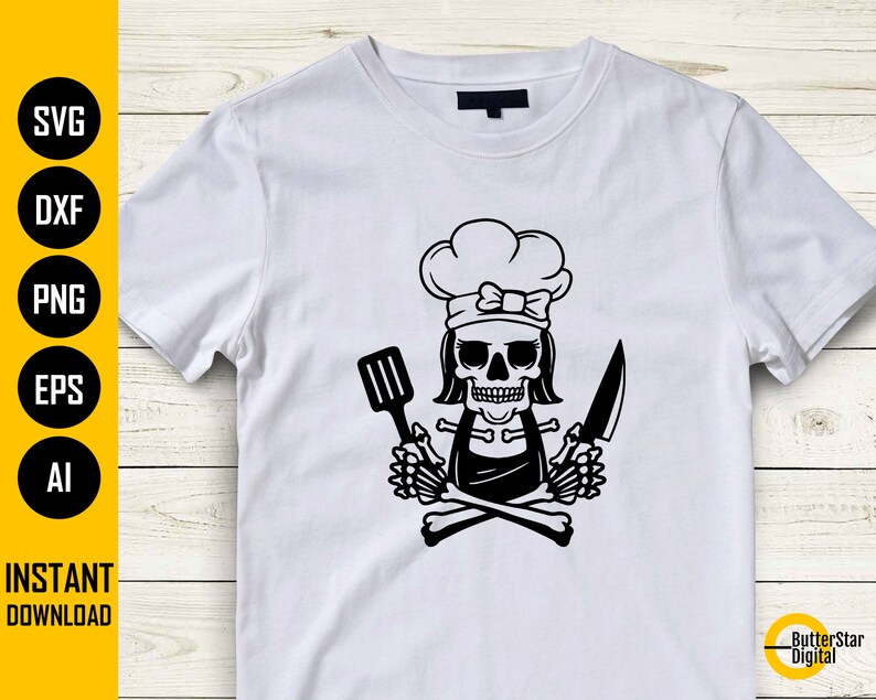 Female Chef Skeleton SVG | Cook SVG | Kitchen SVG | Restaurant Cafe Fry ...