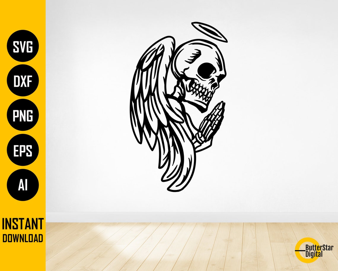 Skeleton Angel SVG | Heaven SVG | Skull SVG | Graveyard Death Soul ...