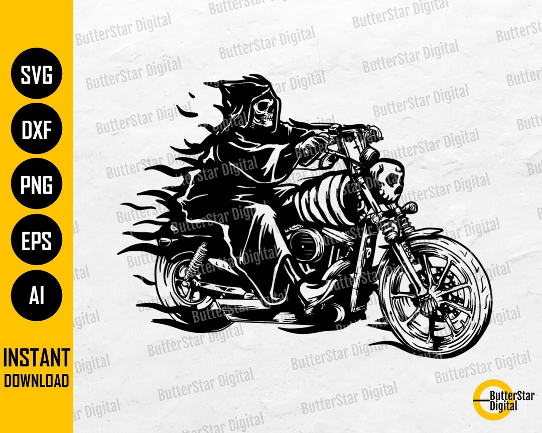 Biker Grim Reaper SVG | Death SVG | Horror Skeleton Skull Bones Evil ...