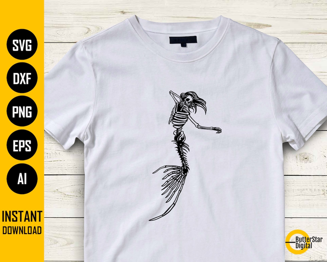 Mermaid Skeleton SVG | Gothic Mermaid SVG | Sea Monster SVG | Cricut ...