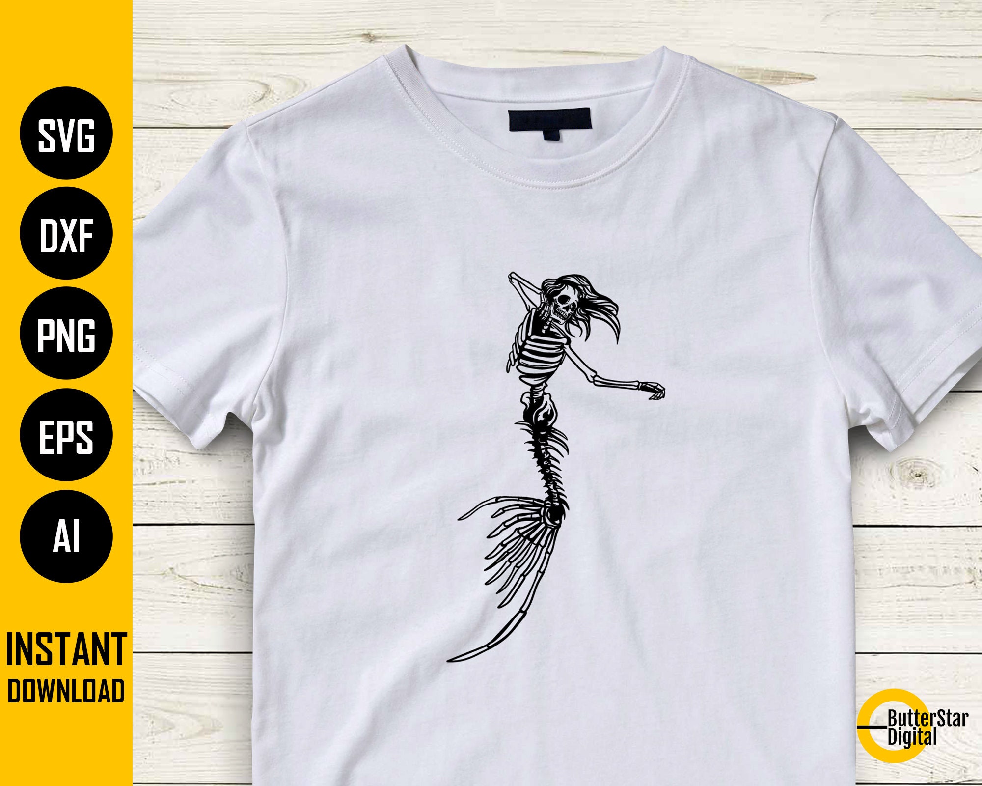 Mermaid Skeleton SVG Gothic Mermaid SVG Sea Monster SVG | Etsy