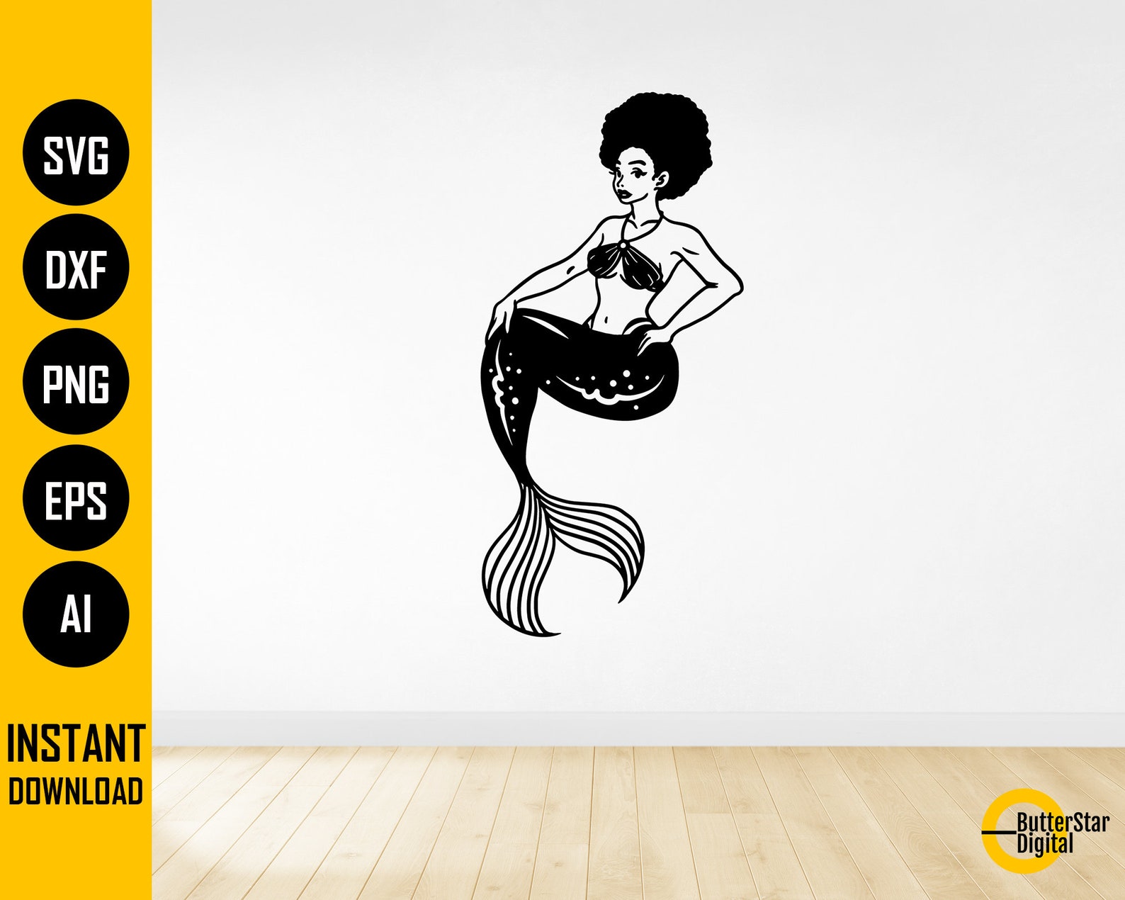 Afro Mermaid SVG | Black Woman SVG | Ocean Sea Fish Marine Aquatic ...