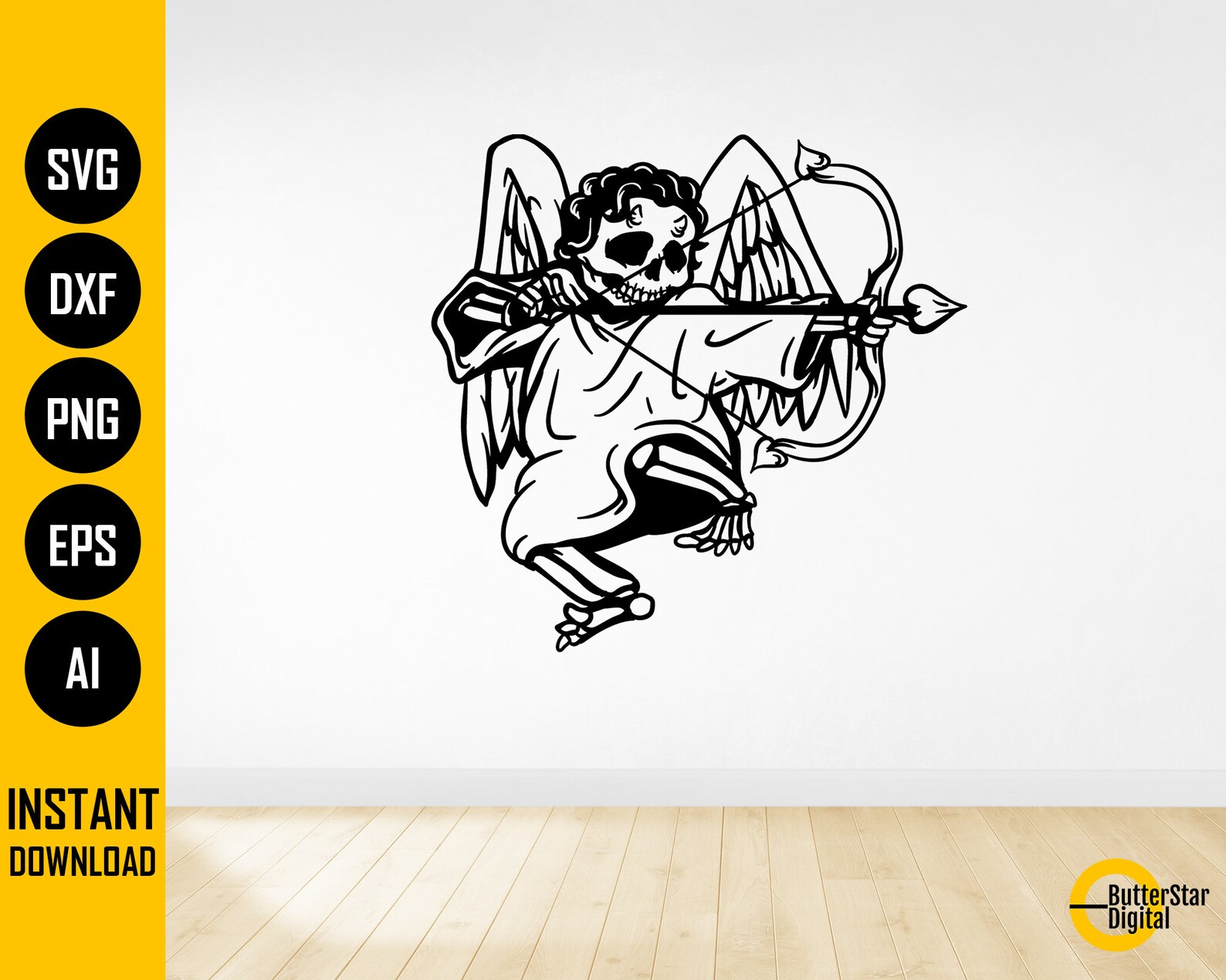 Demon Angel SVG Gothic Skull Archer Tattoo Decal T-shirt - Etsy