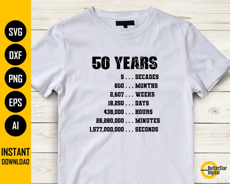50th Birthday SVG 5 Decades SVG 50th Birthday Gift Ideas - Etsy