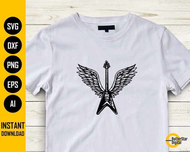 Guitar Angel Wings SVG Rock and Roll SVG Music SVG Heavy - Etsy