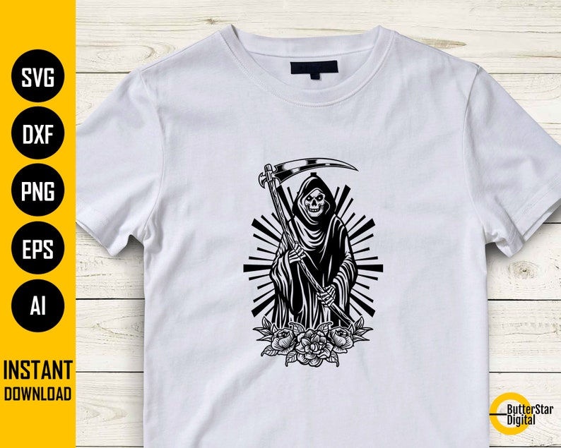 Floral Grim Reaper SVG / Death SVG / Devil Demon Hell Grave - Etsy México