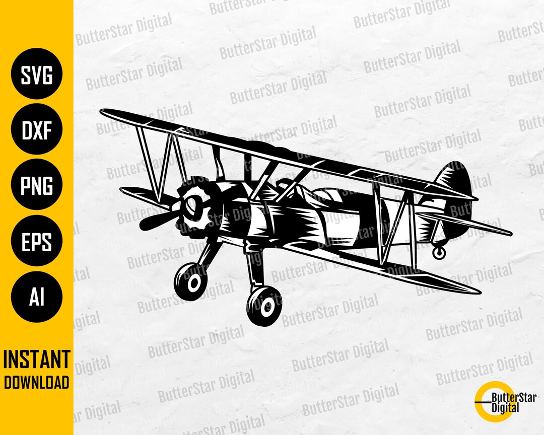 Biplane SVG | Vintage Plane SVG | Single Prop Airplane Decal Graphics ...