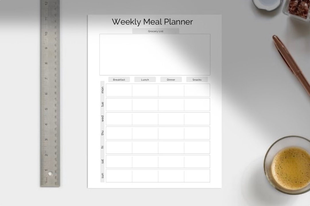 Digital Weekly Meal Planner + Grocery List - Etsy