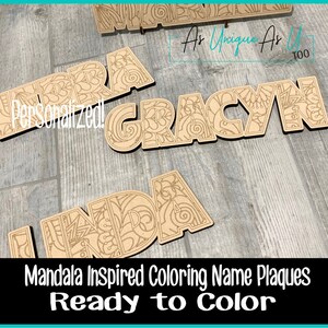 DIY Mandala Inspired Coloring Name Plaque Color Your Name - Etsy