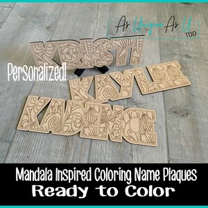 DIY Mandala Inspired Coloring Name Plaque Color Your Name - Etsy