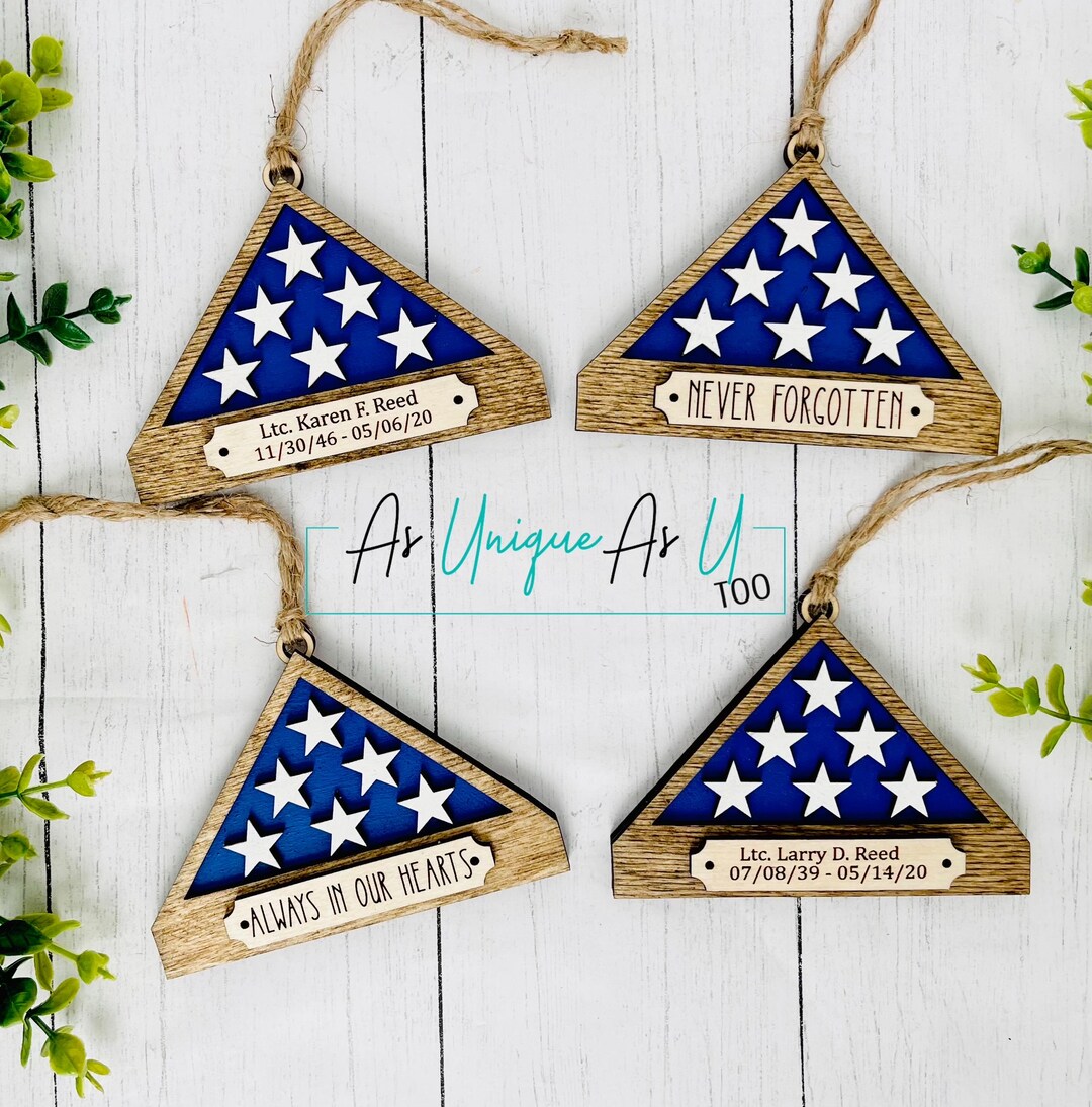 Folded Flag Keepsake Ornament, Patriotic Memorial Ornament, Military ...