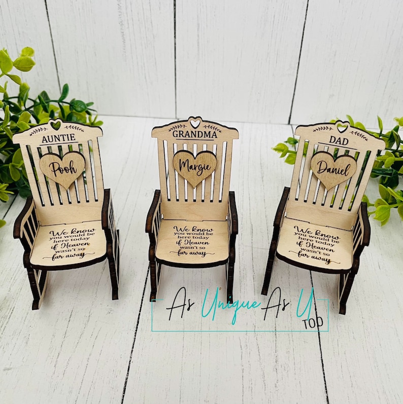 Engraved Vintage Rocking Chair, Wedding Place Setting, Memorial Chairs ...