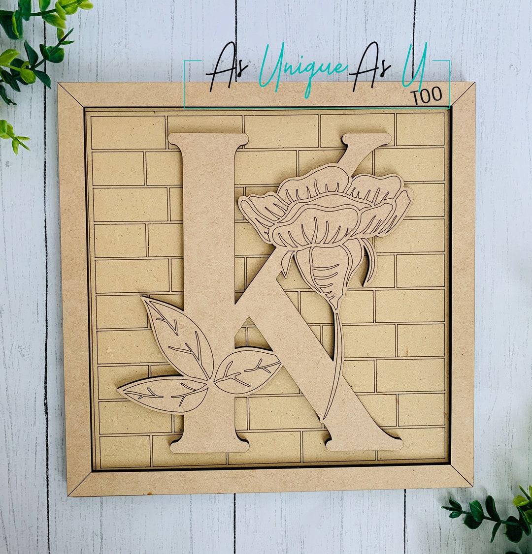 DIY Floral Initial Sign Kit, DIY Wood Kit, Paint Your Own Sign, Paint ...