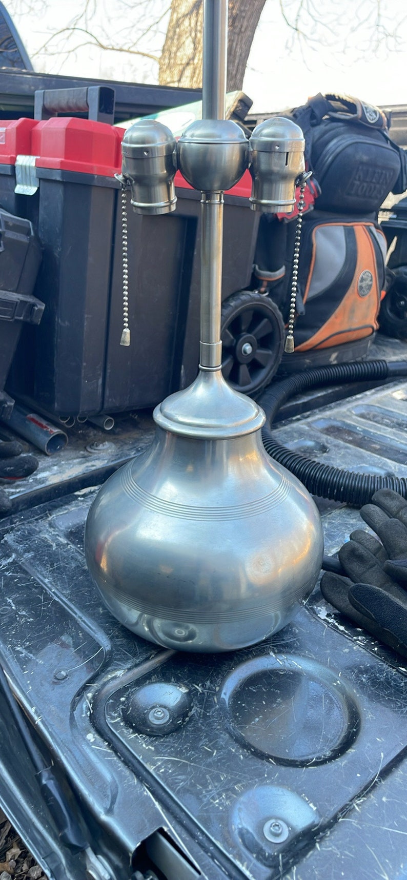 Vintage Pewter Table Lamp - Etsy
