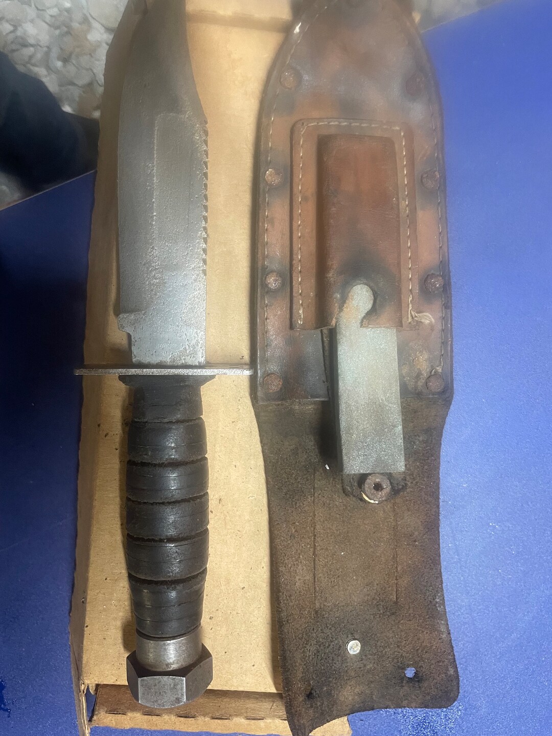 WW 2 Airmans Survival Knife. Complete With Holster and Sharpening Flint ...