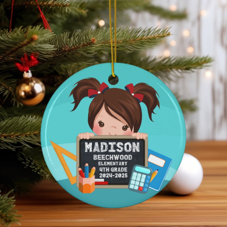 Personalized School Ornament, Girl Virtual Homeschooling Christmas ...