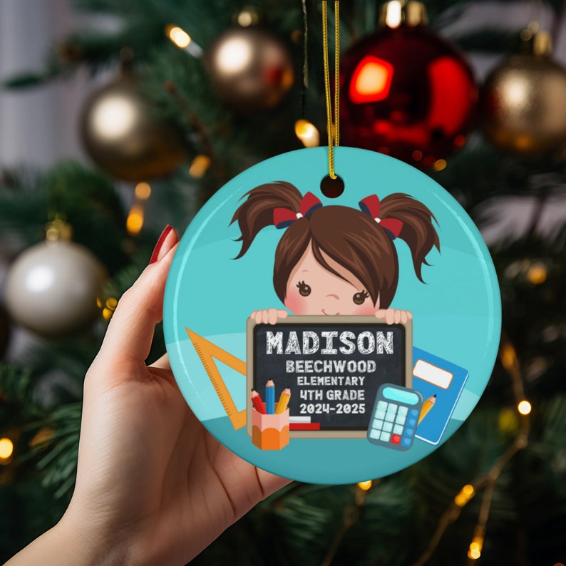 Personalized School Ornament, Girl Virtual Homeschooling Christmas ...