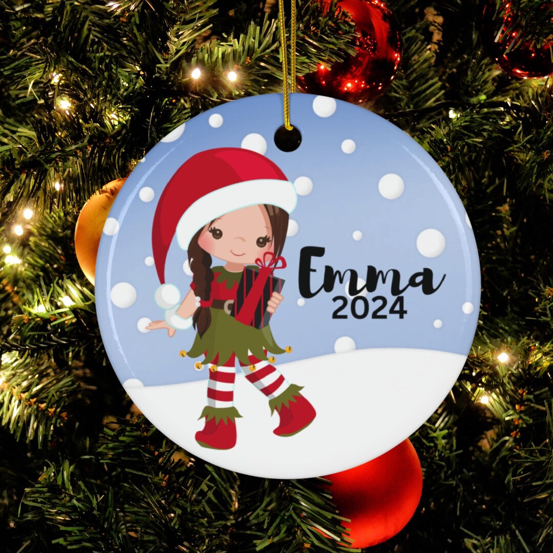 Personalized Girls Elf Christmas Ornament, Custom Elf Ornament,xmas ...
