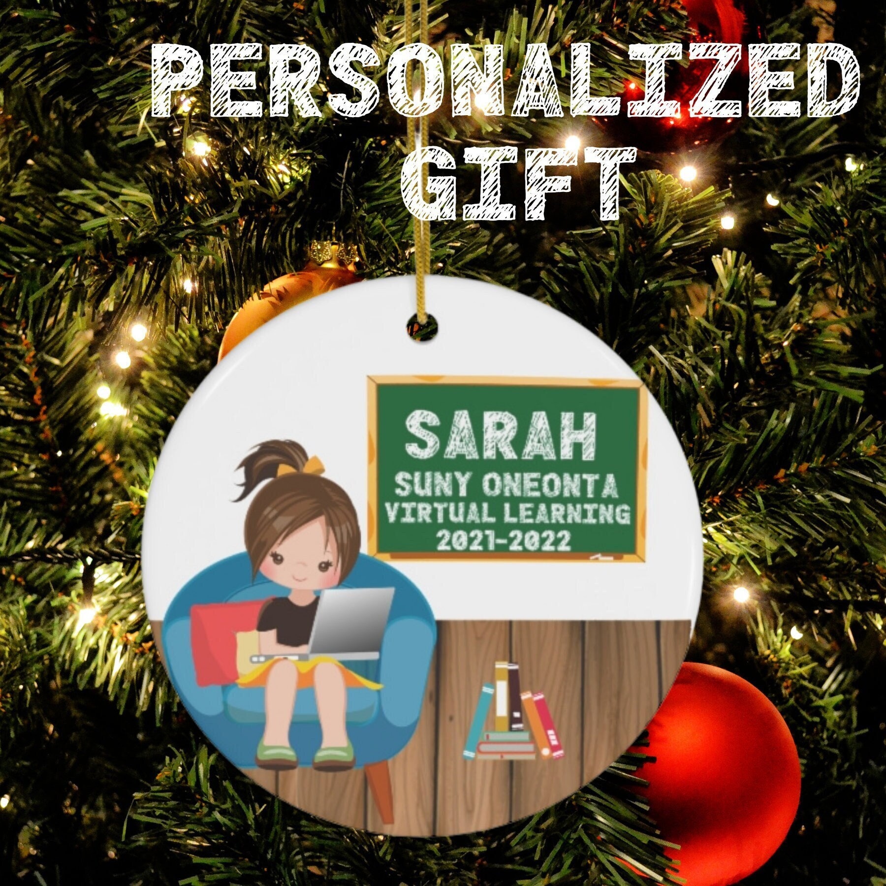 Personalized School Year Grade Ornament, Girl Virtual Homeschooling ...