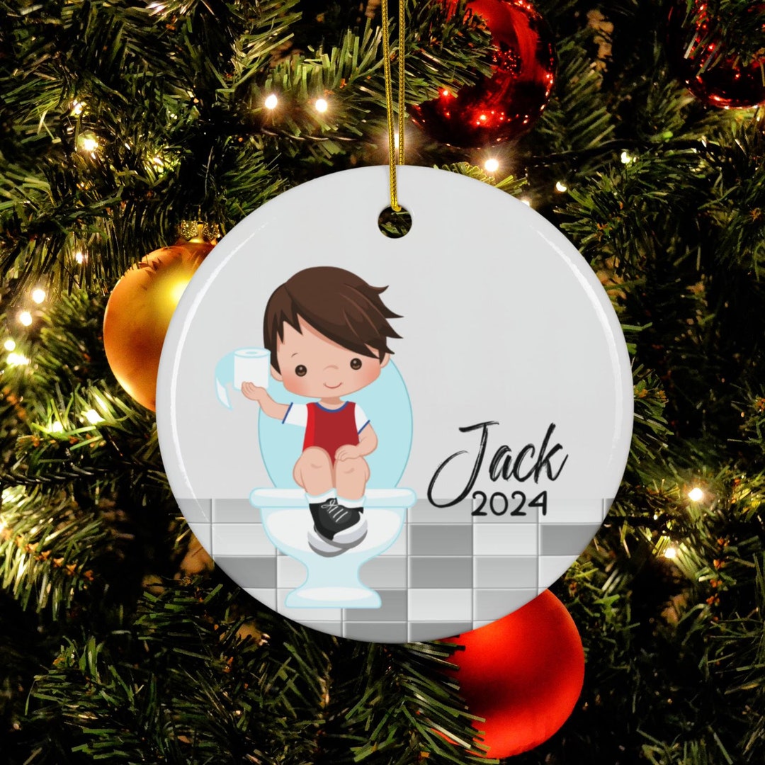 Boys Potty Training Personalized Christmas Ornament, Little Boy Potty ...